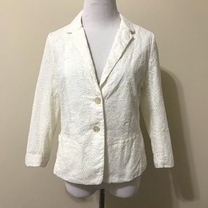 LOFT | Jackets & Coats | Loft Blazer Jacket White Collar Long Office ...